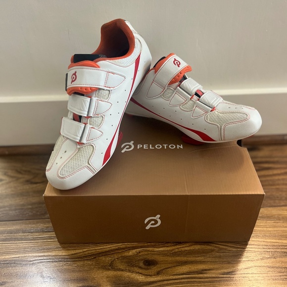 Peloton | Shoes | Peloton Cycling Shoe W Clips White Orange Leather ...